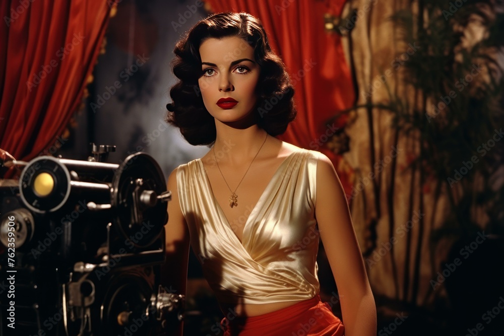 Artistic Retro woman cinema. Art model lady. Fictional person. Generate ...