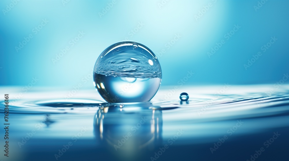 Pure and transparent water droplet for world water day. Realistic drop ...