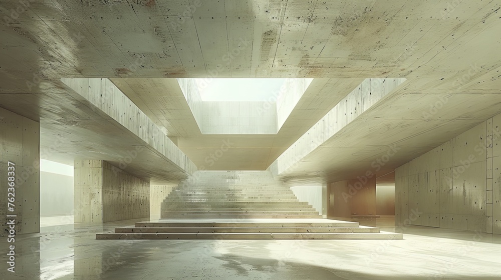 Sectional view of a drawing of an underground house with a multi-level ...