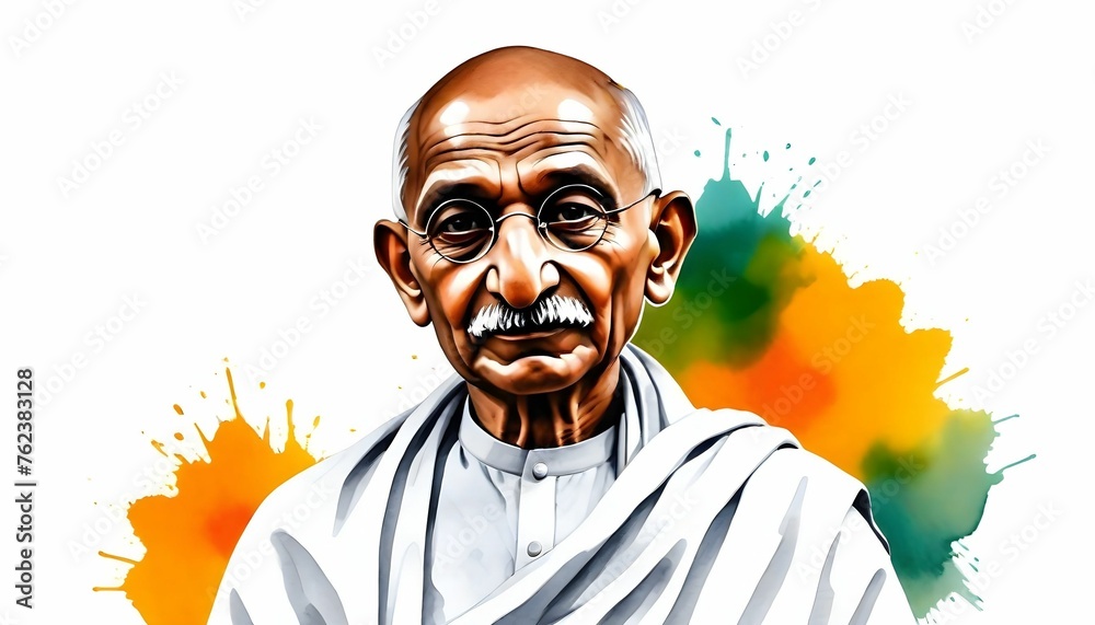 Mahatma Gandhi of india with indian flag colours Stock Photo | Adobe Stock