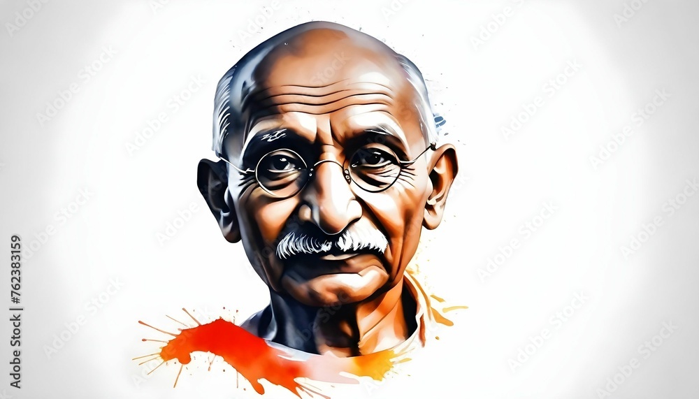 Mahatma Gandhi of india with indian flag colours Stock Photo | Adobe Stock