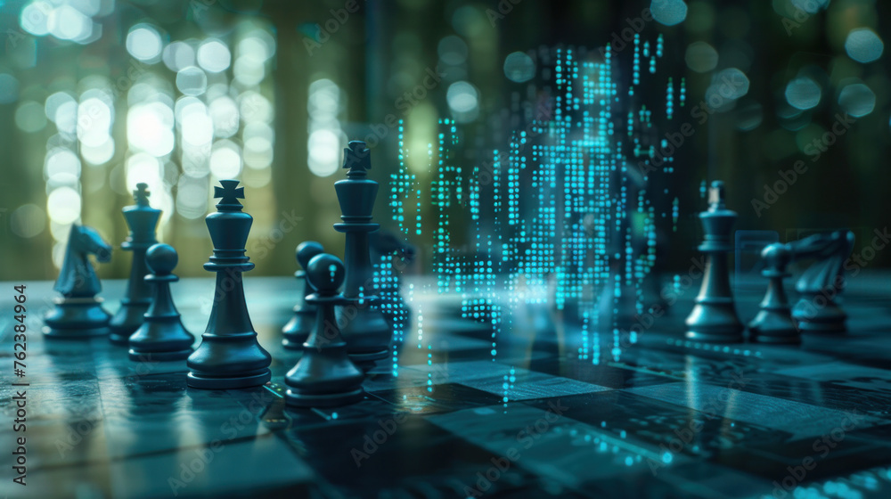 Chessboard of the Future: An imaginative image portraying a futuristic ...