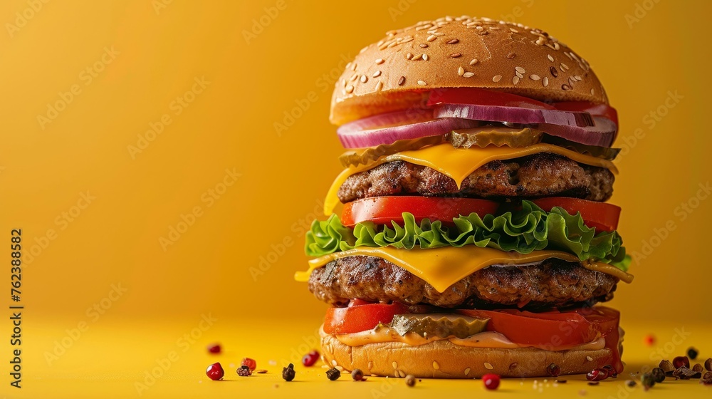 A towering burger, each layer symbolizing a pillar of strength, set ...