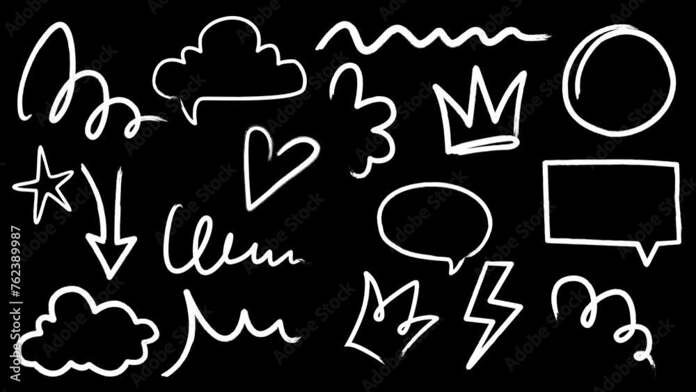 Set of Animated Hand Drawn Sketch underline, emphasis, arrow shape set ...