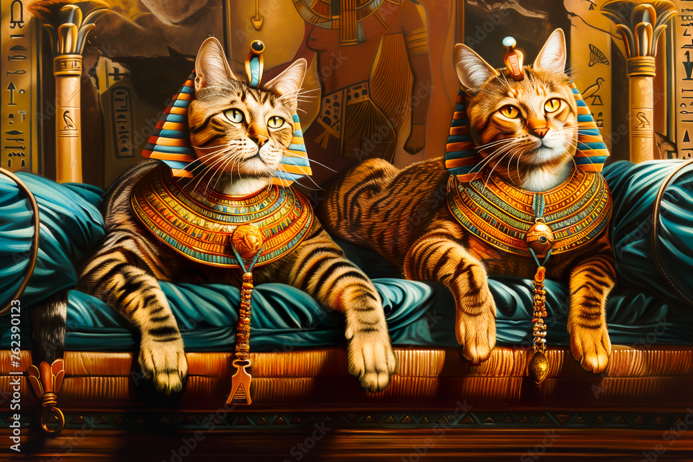 3D painting style, Animal portrait, Pharaoh, Cat, Feline, Dressed ...