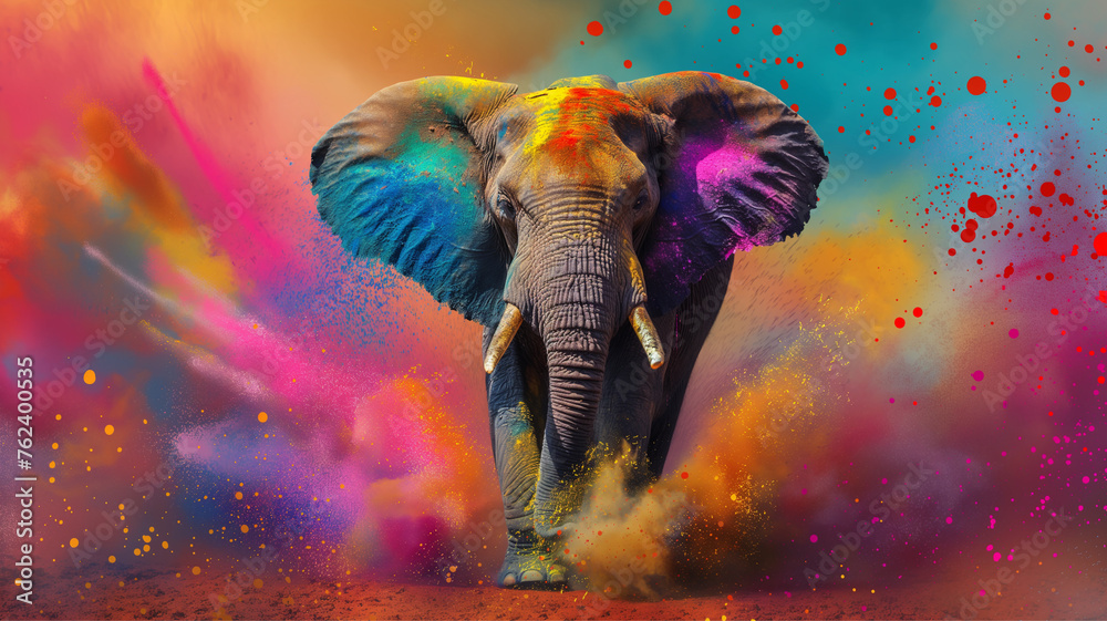 elephant at the annual elephant festival in India . Animal covered on ...