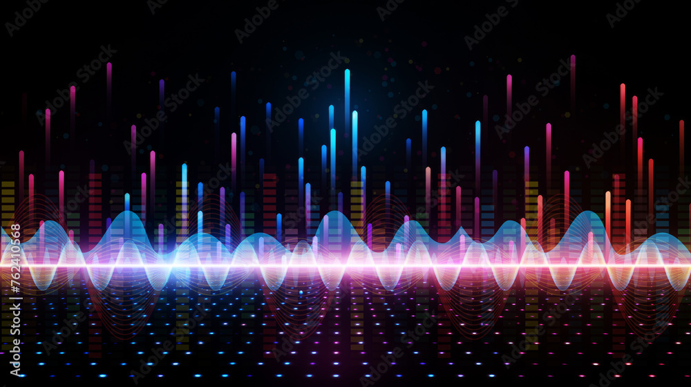 Technology background, music sound waves, Abstract dynamic wave ...
