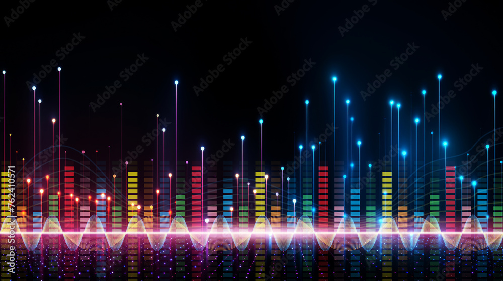 Technology background, music sound waves, Abstract dynamic wave ...