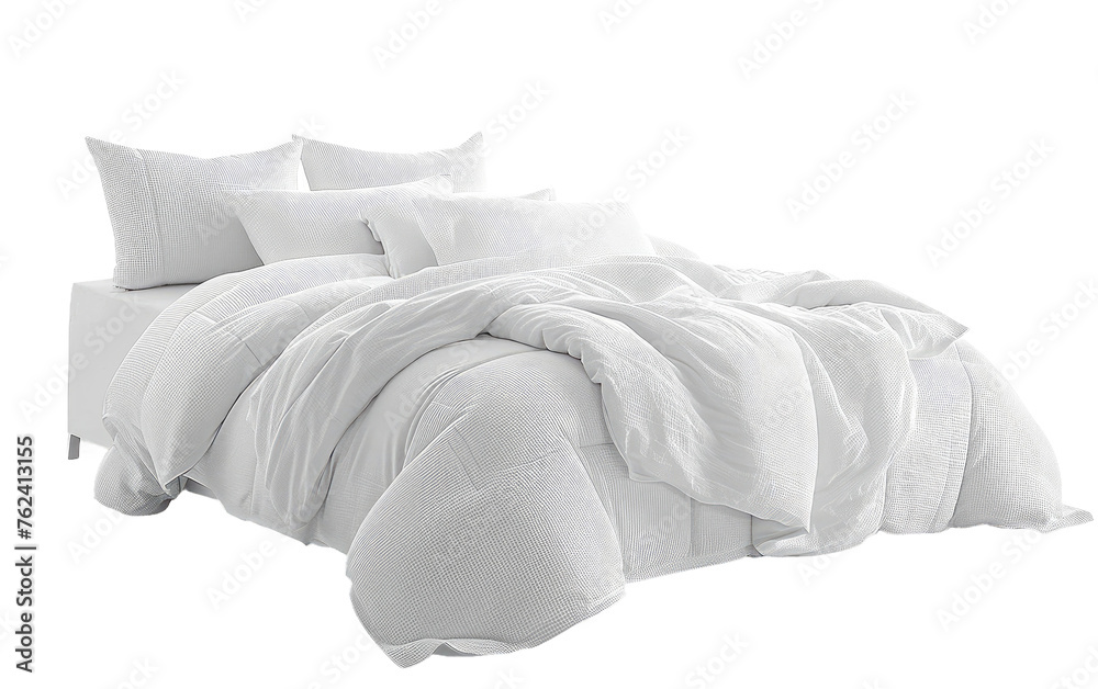 Queen Bed in a Bag White Seersucker Comforter Set Isolated on ...