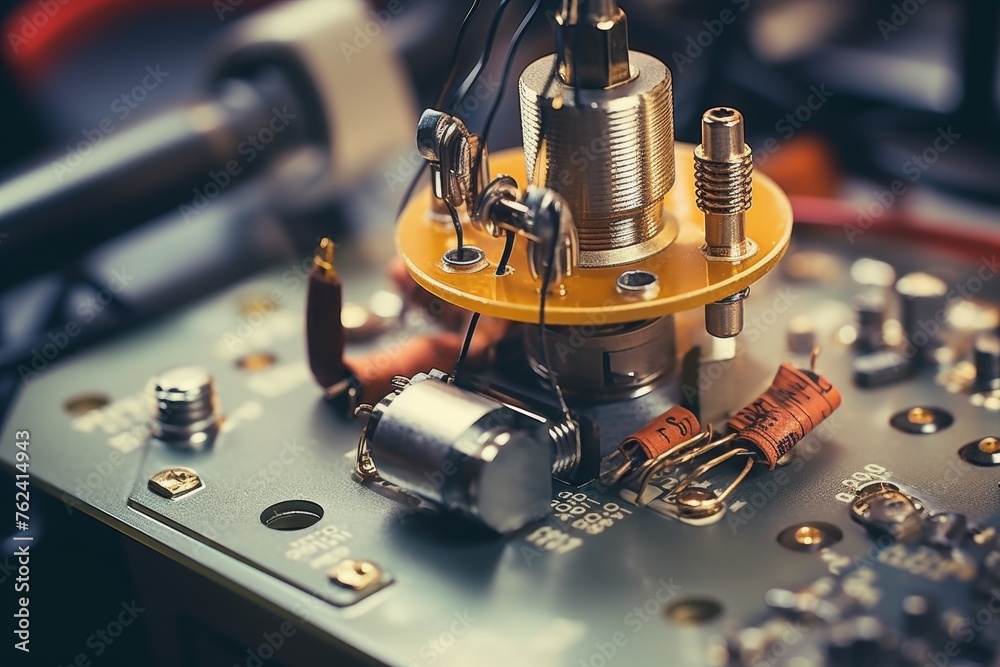 Potentiometer wiper captured in detail amidst an array of other ...