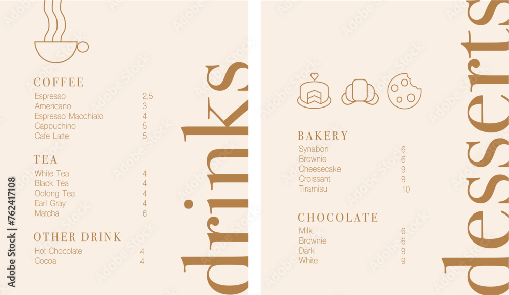 Cafe brochure vector, coffee shop menu design. Restaurant menu design ...