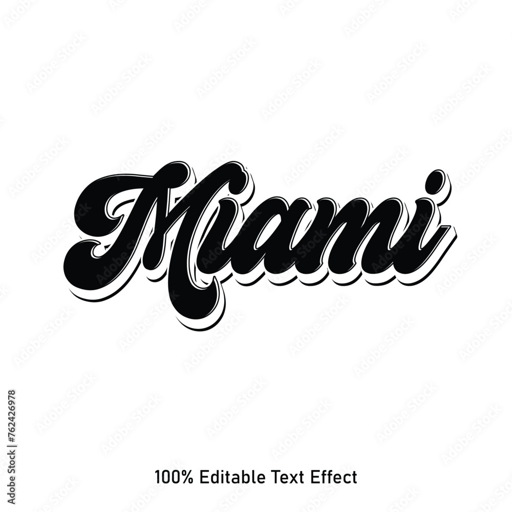 Miami text effect vector. Editable college t-shirt design printable ...