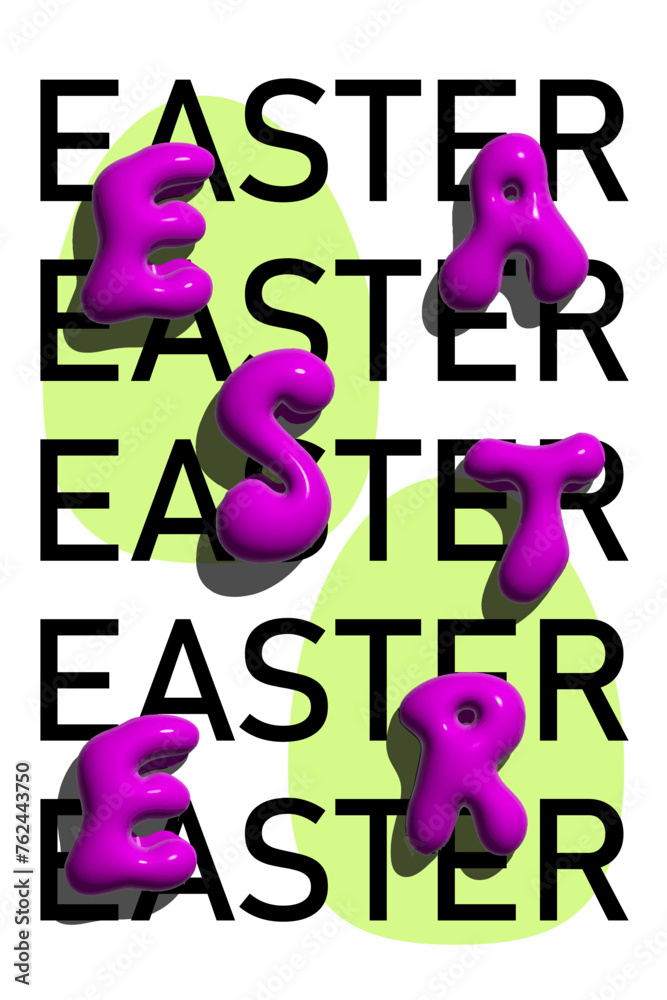 Poster or banner template for Easter in 3D style on a text background ...