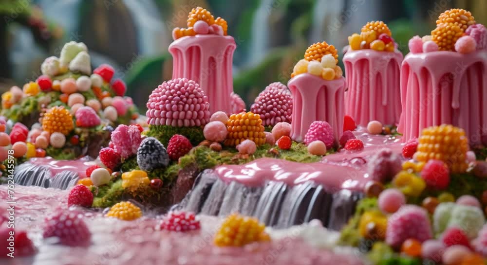 Chocolate lava eruption in a candy land volcano Stock Video | Adobe Stock