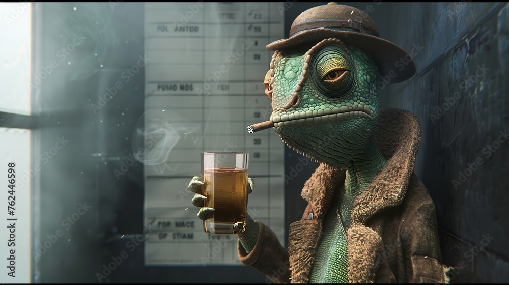 animated chameleon as a adult human around 21 years old ,standing in ...
