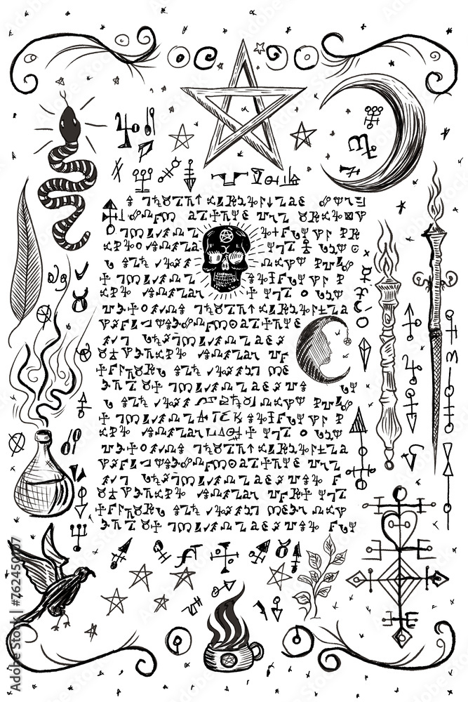 Witchcraft Old Book Page with Magic Spells in Transparent backgrounds ...