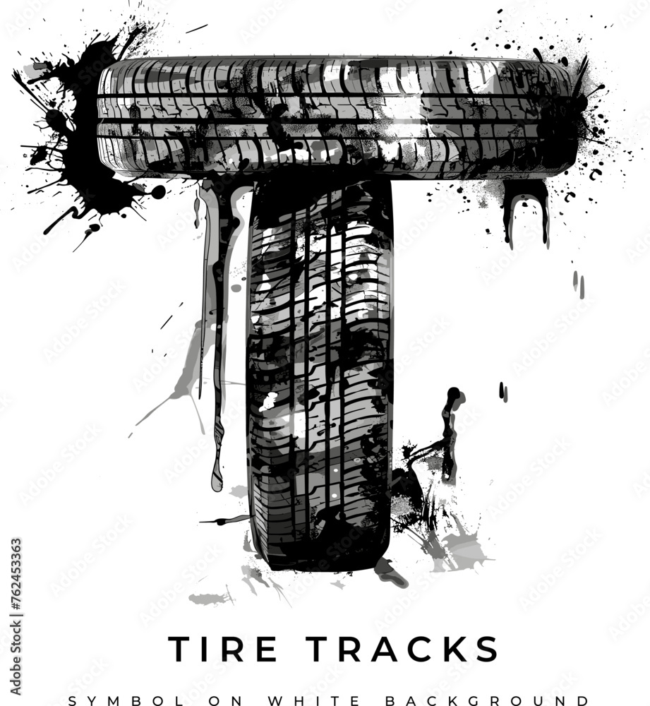 Tire font. Letter T. Vector Stock Vector | Adobe Stock
