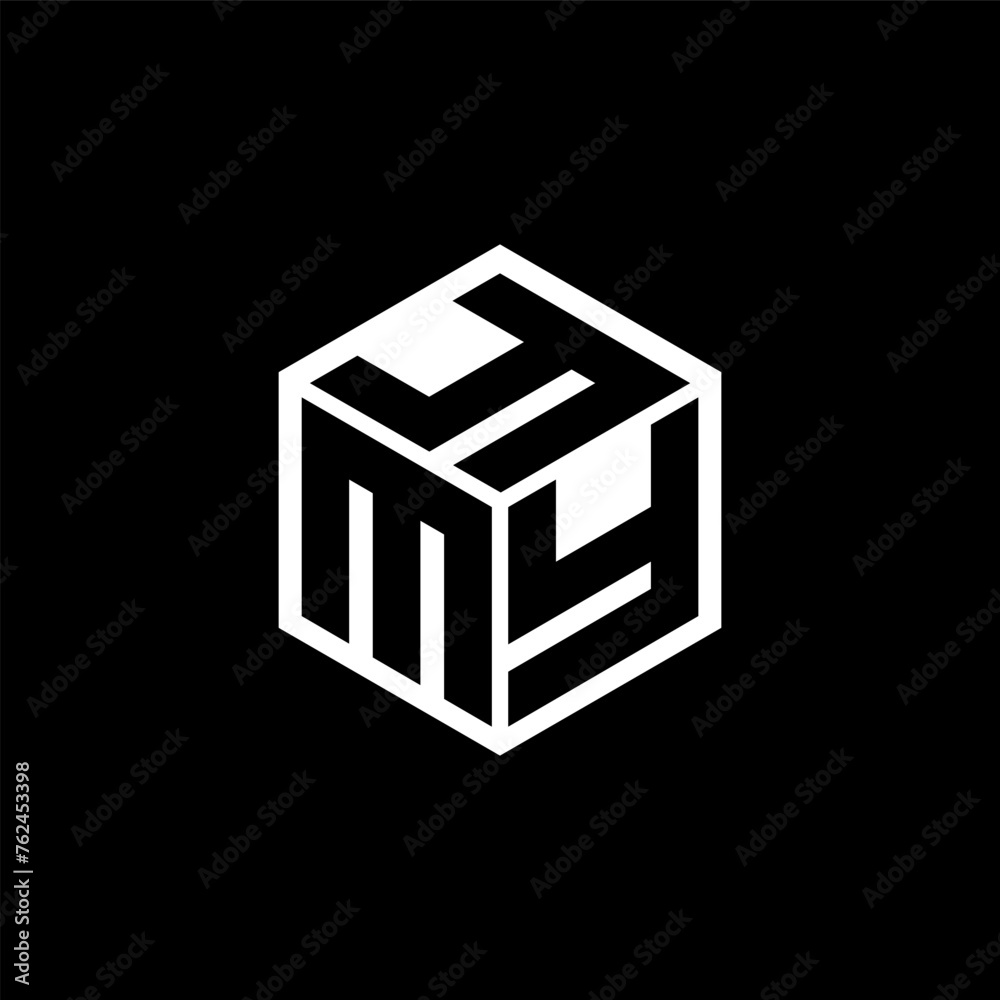 MYY letter logo design with black background in illustrator, cube logo ...