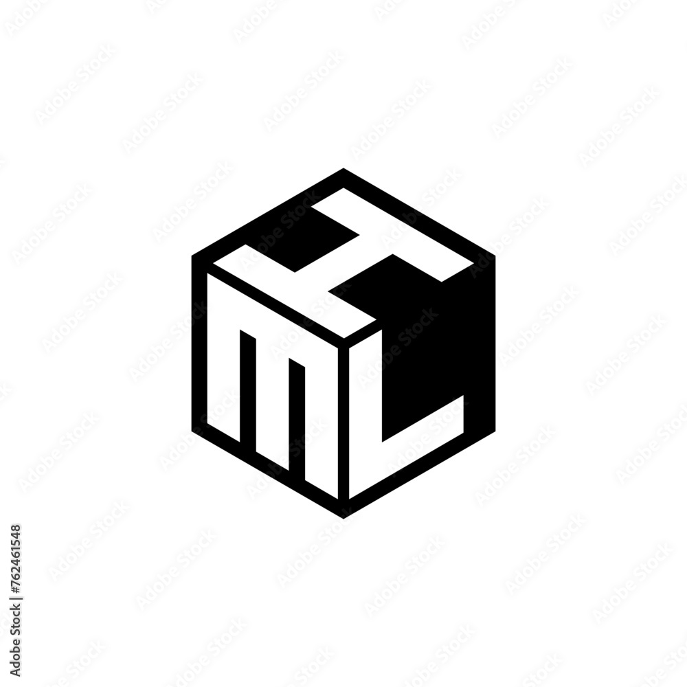 MLH letter logo design with white background in illustrator, cube logo ...