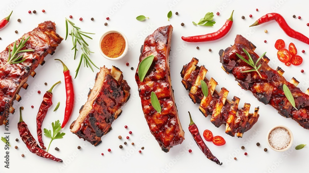 Grilled ribs on a white background. Feast your eyes on these ...