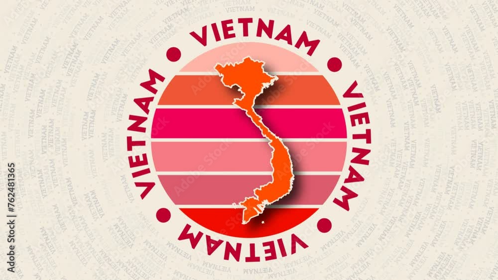 Vidéo Stock Vietnam logo intro. Badge with the circular name and map of ...