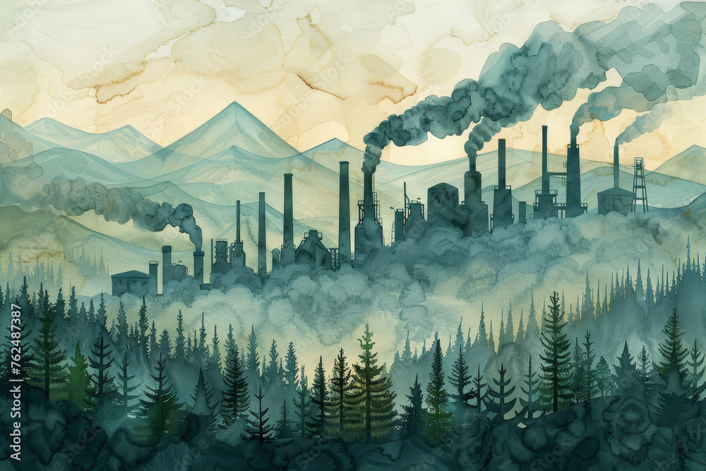 This paper crafted artwork juxtaposes a tranquil forest against a ...