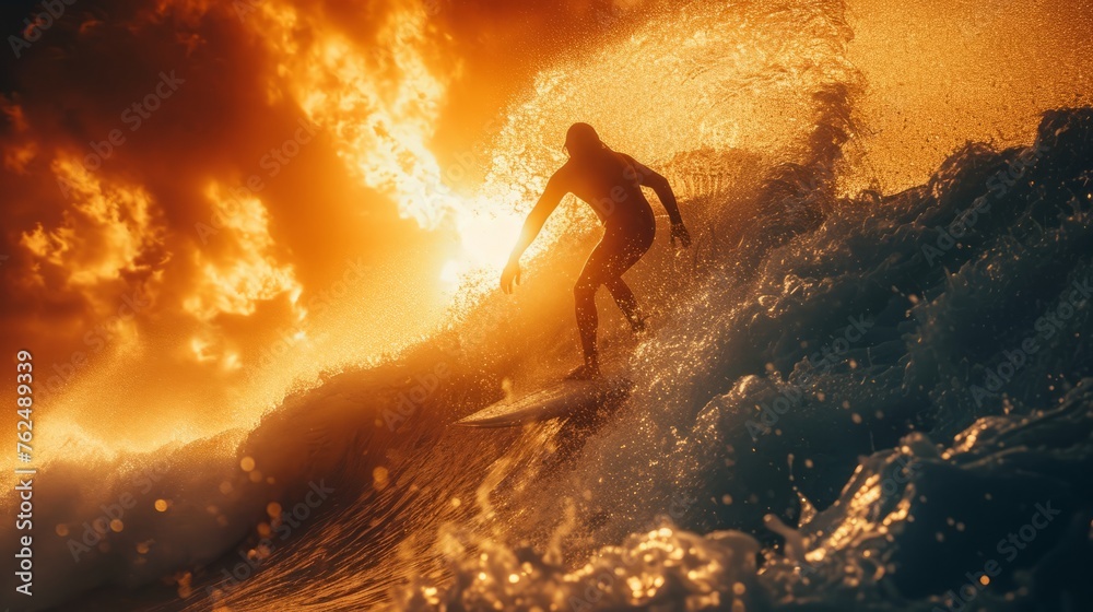 Experience an electrifying moment as a surfer expertly showcases ...