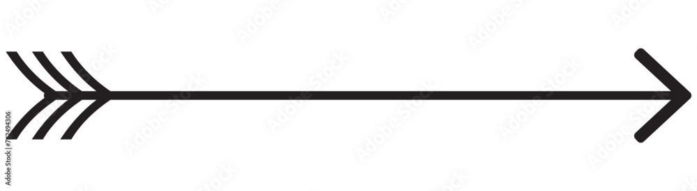 Long bow and arrow archery line art icon for games and websites Stock ...