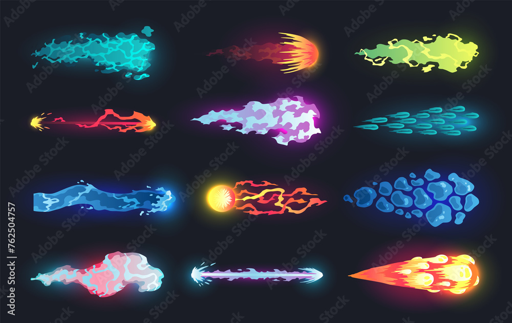 Cartoon laser gun beam. Alien combat weapon rays. Futuristic shot ...