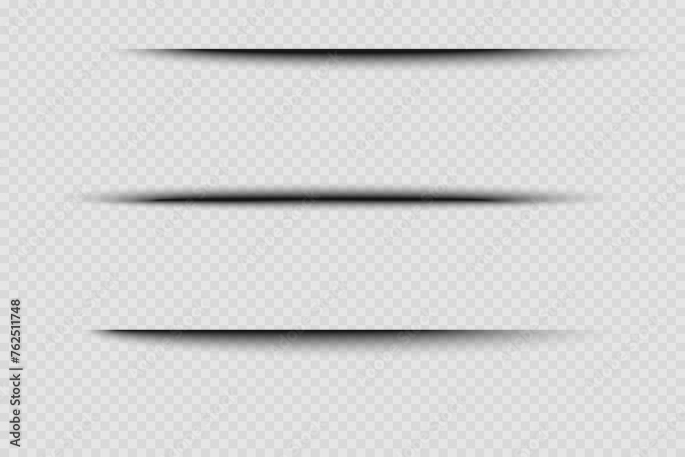 Set of shadow effects. Horizontal dividing lines isolated on ...
