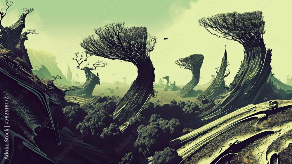 Landscape of an alien environment, parallel reality, another universe ...