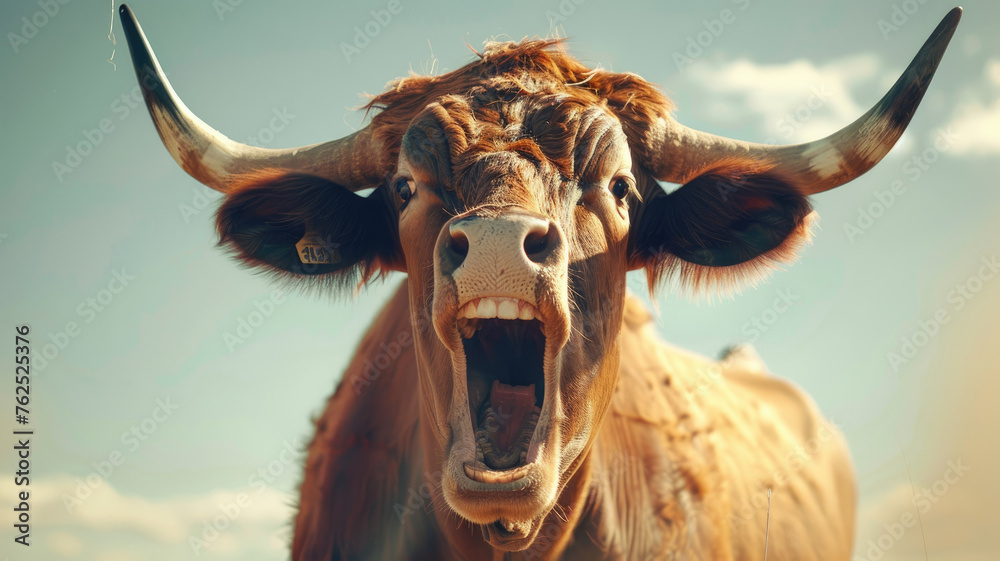 Powerful longhorn bull in a dramatic pose - A majestic longhorn bull ...