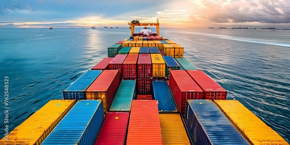 Shipping Containers Stacked on Cargo Ships at Sea for Trade Logistics ...
