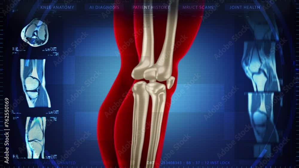 Medical Profile of Patient Showing, Several Views of Knee MRI Scan ...