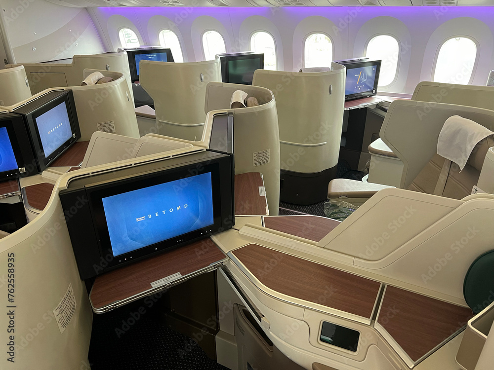 Saudi Arabian Airlines Boeing 787 Dreamliner Business Class Cabin Stock ...