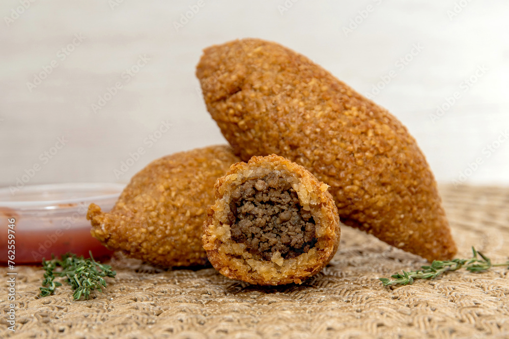 Kibbet Lebanese food, traditional Arabic snack, Kibbe is a fried recipe ...