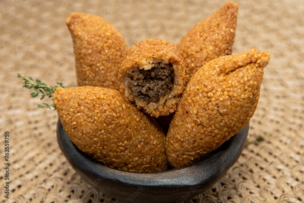 Kibbet Lebanese food, traditional Arabic snack, Kibbe is a fried recipe ...