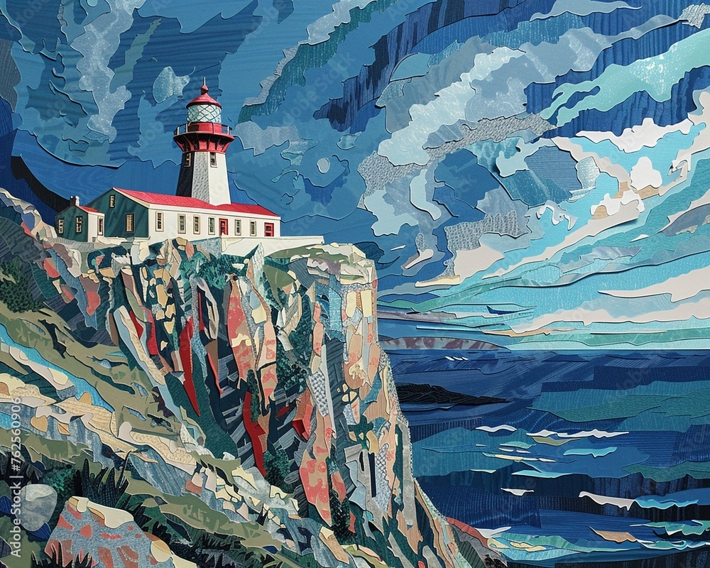 Cape Point lighthouse, artistically depicted in a paper-cut masterpiece ...