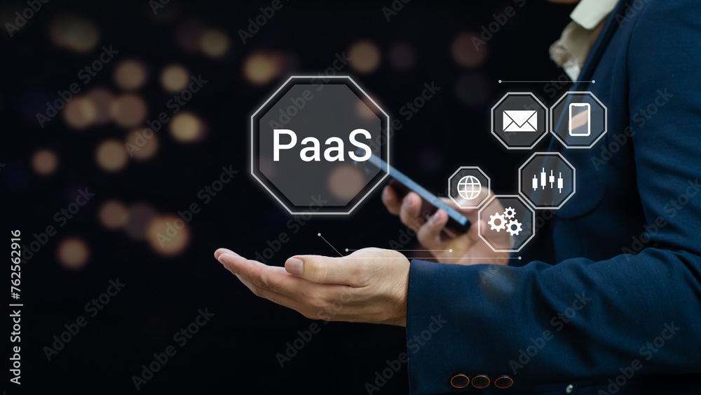 PaaS, Platform as a Service concept. Cloud computing service on ...