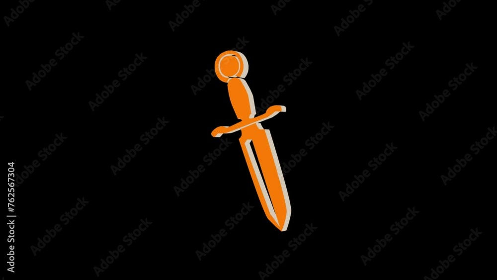3d dagger logo icon loopable rotated brown color animation black ...