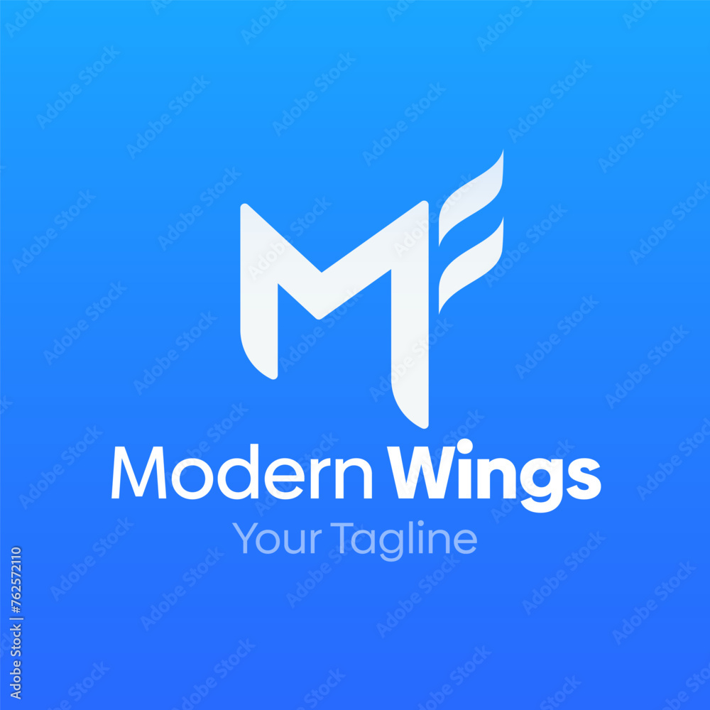 Modern Wings Logo Design Template: Merging Letter M with Wings Symbol ...