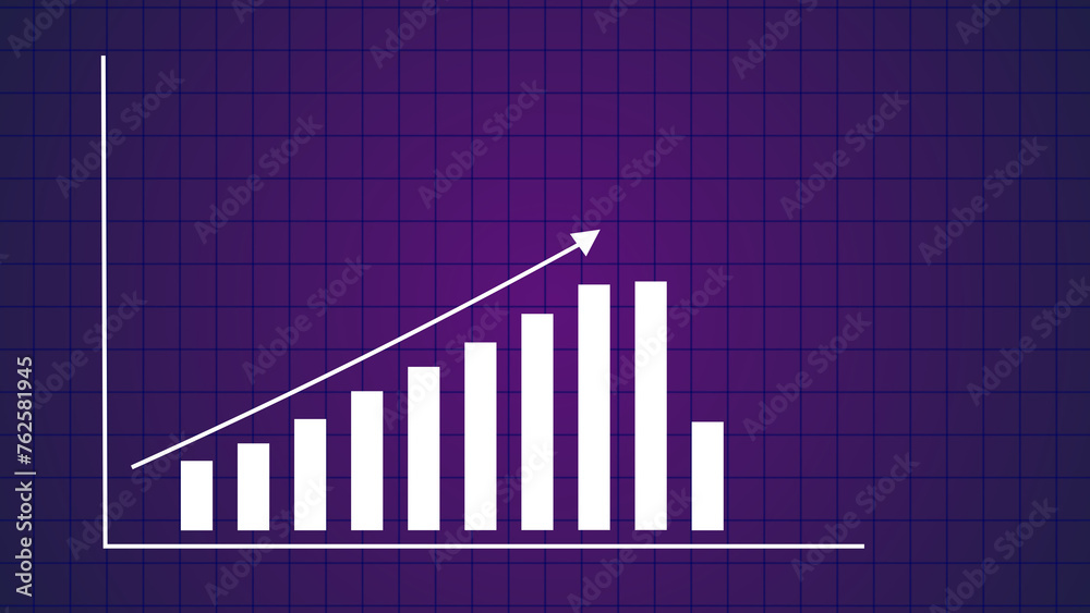 Business graph chart with upward trend on grid line background ...