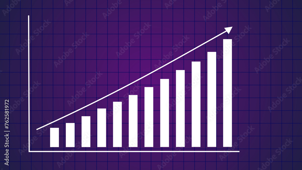 Business graph chart with upward trend on grid line background ...