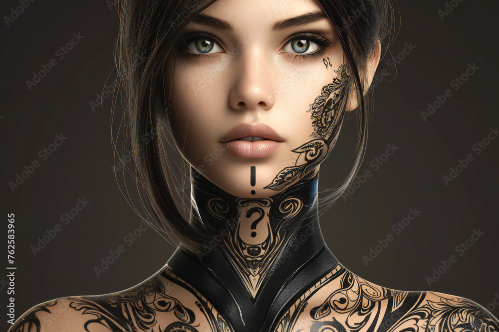 thinking woman with question mark, portrait of a woman, doubt, person ...