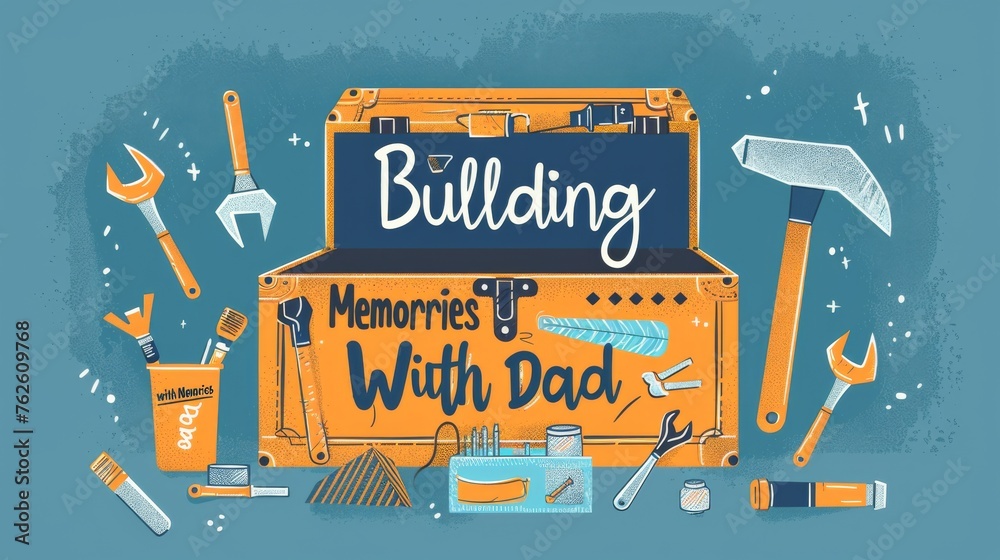 This illustration features a detailed toolbox with various tools inside ...