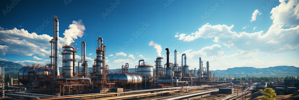 Gas pipelines, valves at a distribution station, a natural gas pumping ...