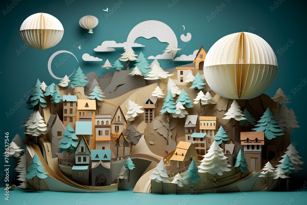 paper origami style city, origami paperstyle city, origami city ...