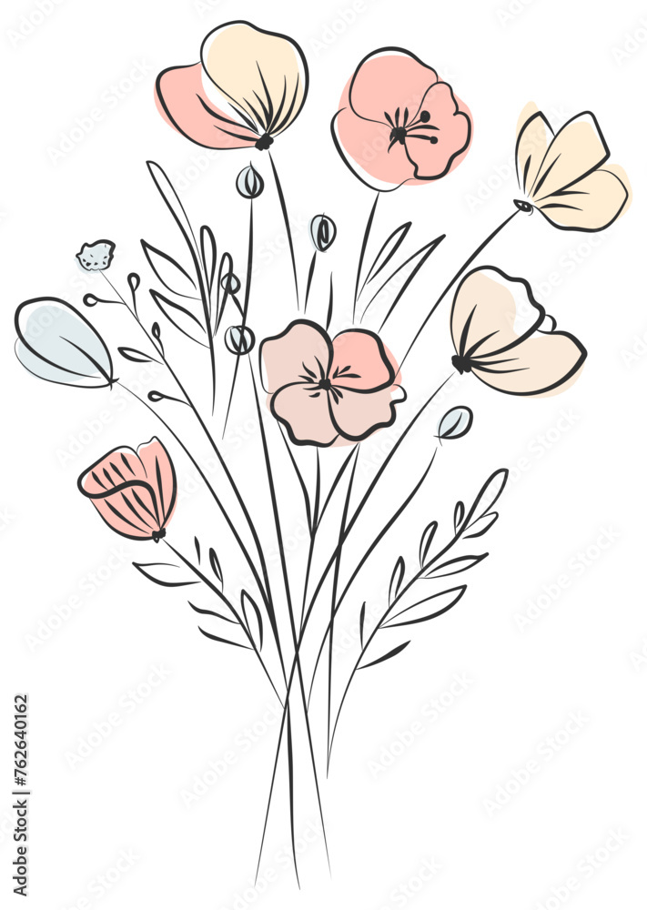 flowers drawing without background Stock Vector | Adobe Stock