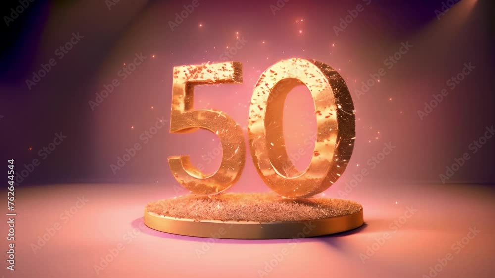 Number 50 gold numbers. Elegant Greeting celebration fifty years ...