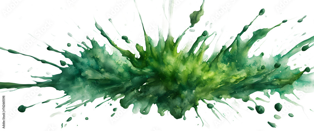 Abstract green color with splashes transparent background. Generative ...